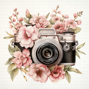 Vintage Floral Camera Clipart | 10 High Quality Jpgs | Digital Download ...