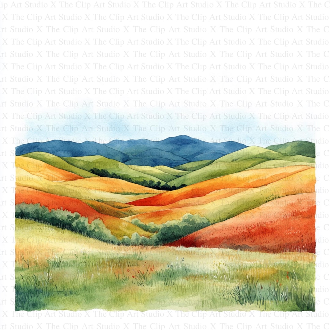 Steppe Landscape Clipart | 10 High Quality Jpgs | Instant Digital ...
