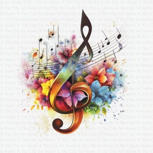 Watercolor Music Notes Clipart | 10 High Quality Jpgs | Digital ...