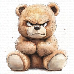 Grumpy Teddy Bear Clipart | 10 High Quality Jpgs | Digital Download ...
