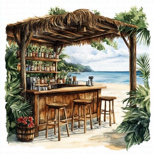 Tropical Bar Clipart | 10 High Quality Jpgs | Digital Download | Beach ...