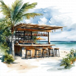 Tropical Bar Clipart | 10 High Quality Jpgs | Digital Download | Beach ...