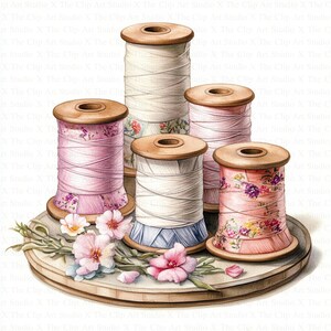 Vintage Spools of Thread Clipart | 10 High Quality Jpgs | Digital ...