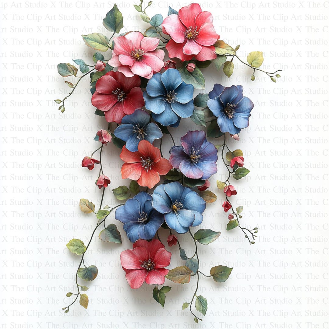 Flowers Cascade Clipart | 10 High Quality Jpgs | Digital Download ...