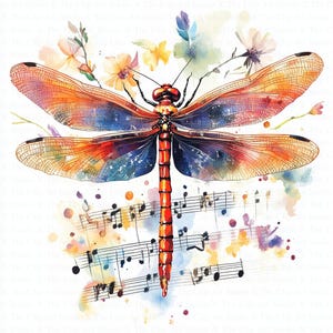 Dragonfly Music Notes Clipart | 10 High Quality JPG | Digital Download ...