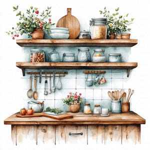 Floral Kitchen Clipart | 10 High Quality Jpgs | Digital Download | Pots ...