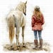 Watercolor Girl & Horse Clipart | 10 High Quality Jpgs | Digital ...