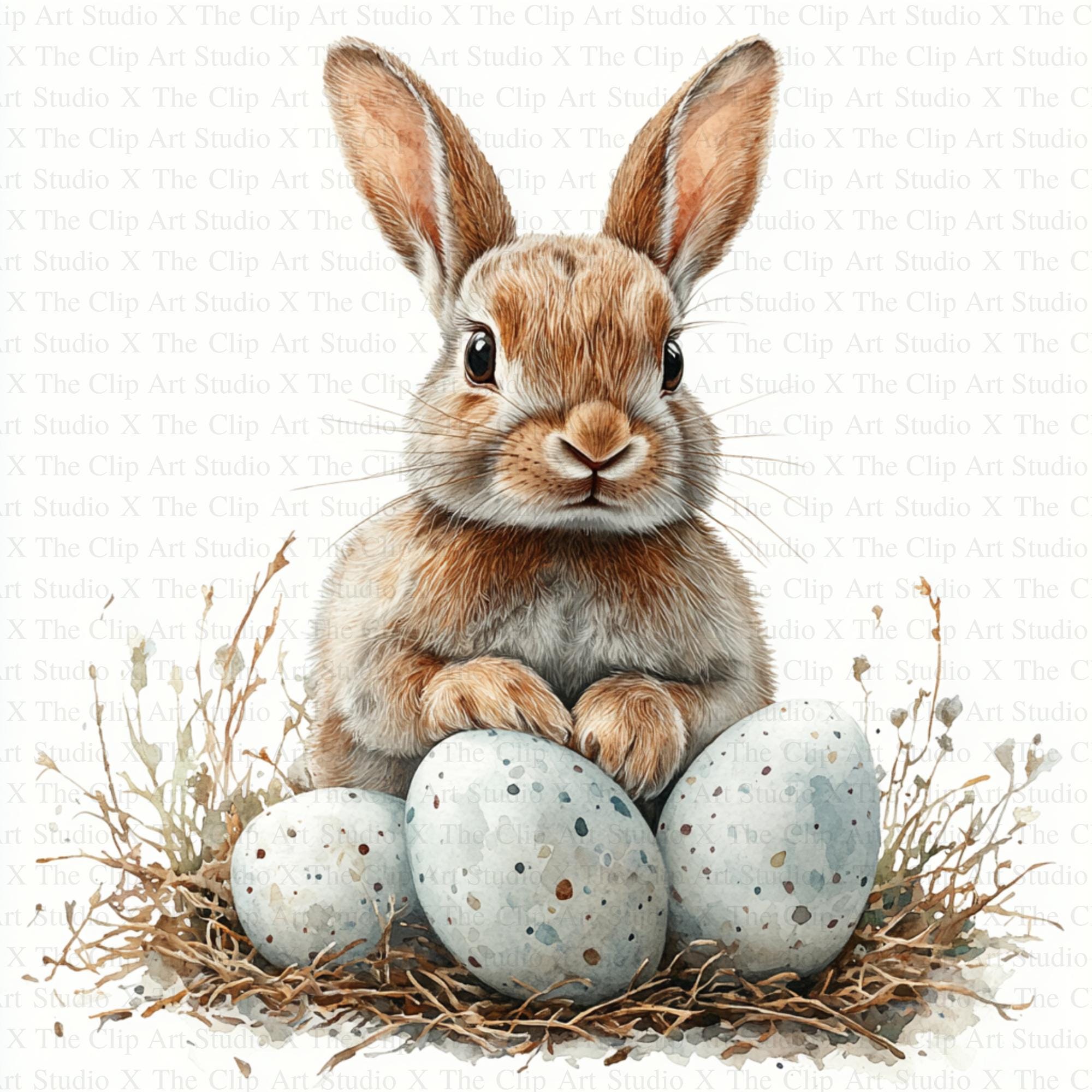 Easter Bunny and Egg Clipart | 10 High Quality Jpgs | Digital Download ...