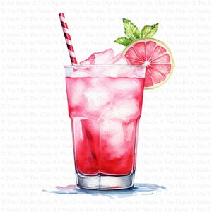 Pink Cocktails Clipart | 10 High Quality Jpgs | Digital Download ...