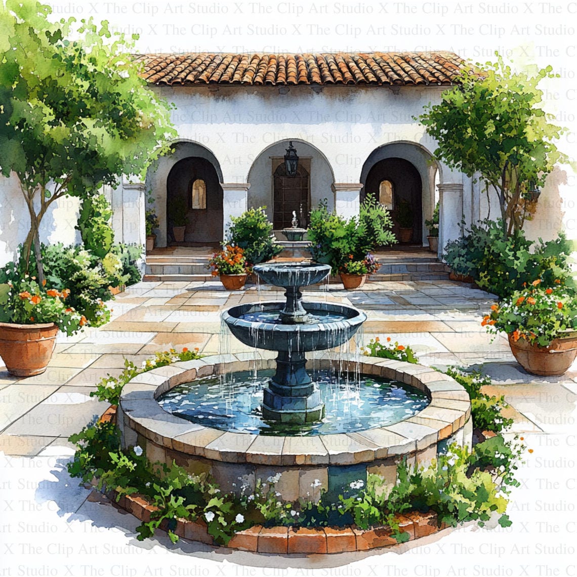 Cloister Fountains Clipart | 10 High Quality Jpgs | Digital Download ...