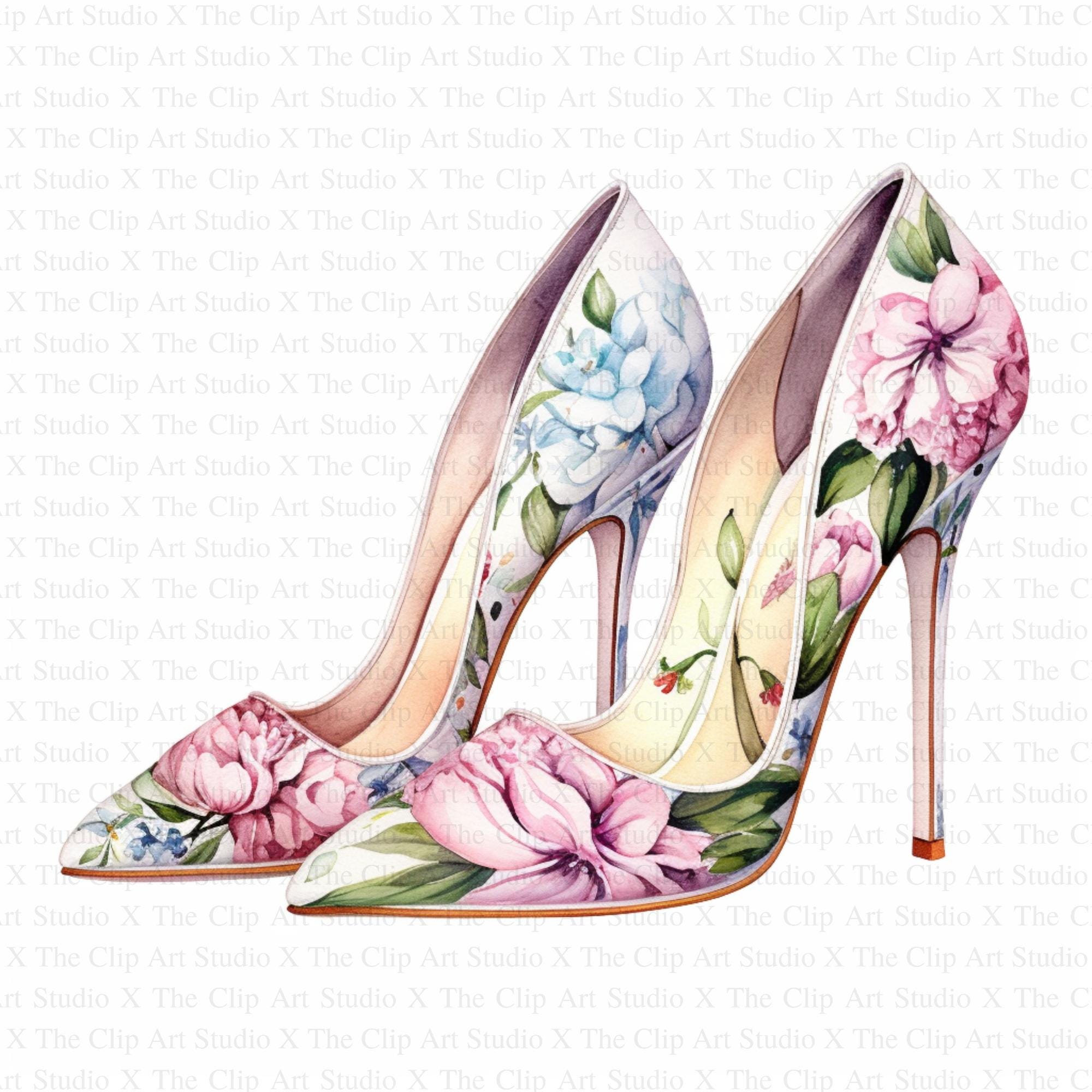 Floral Prom Shoes Clipart 10 High Quality Jpgs Digital Download High ...