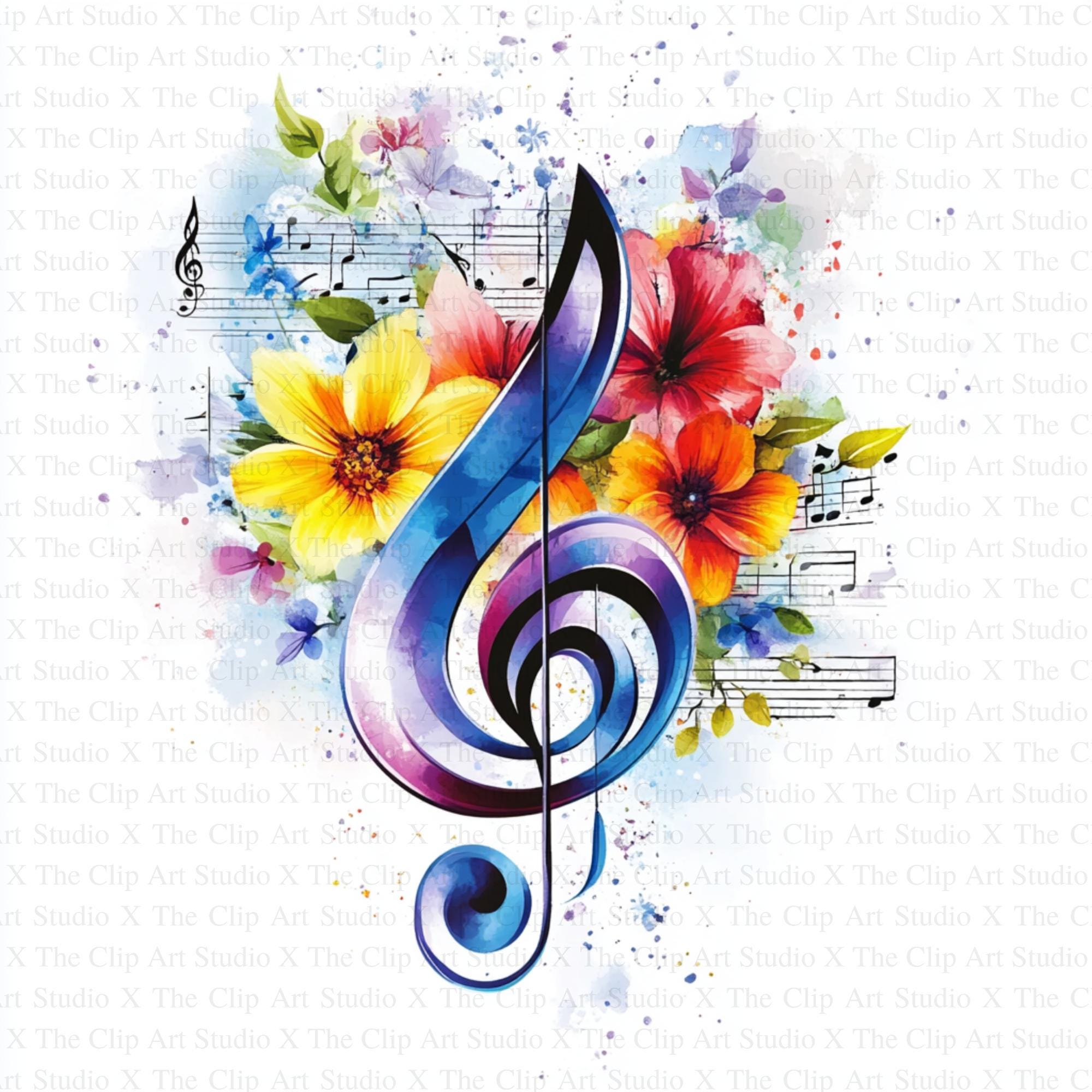 Watercolor Music Notes Clipart 10 High Quality Jpgs Digital Download ...