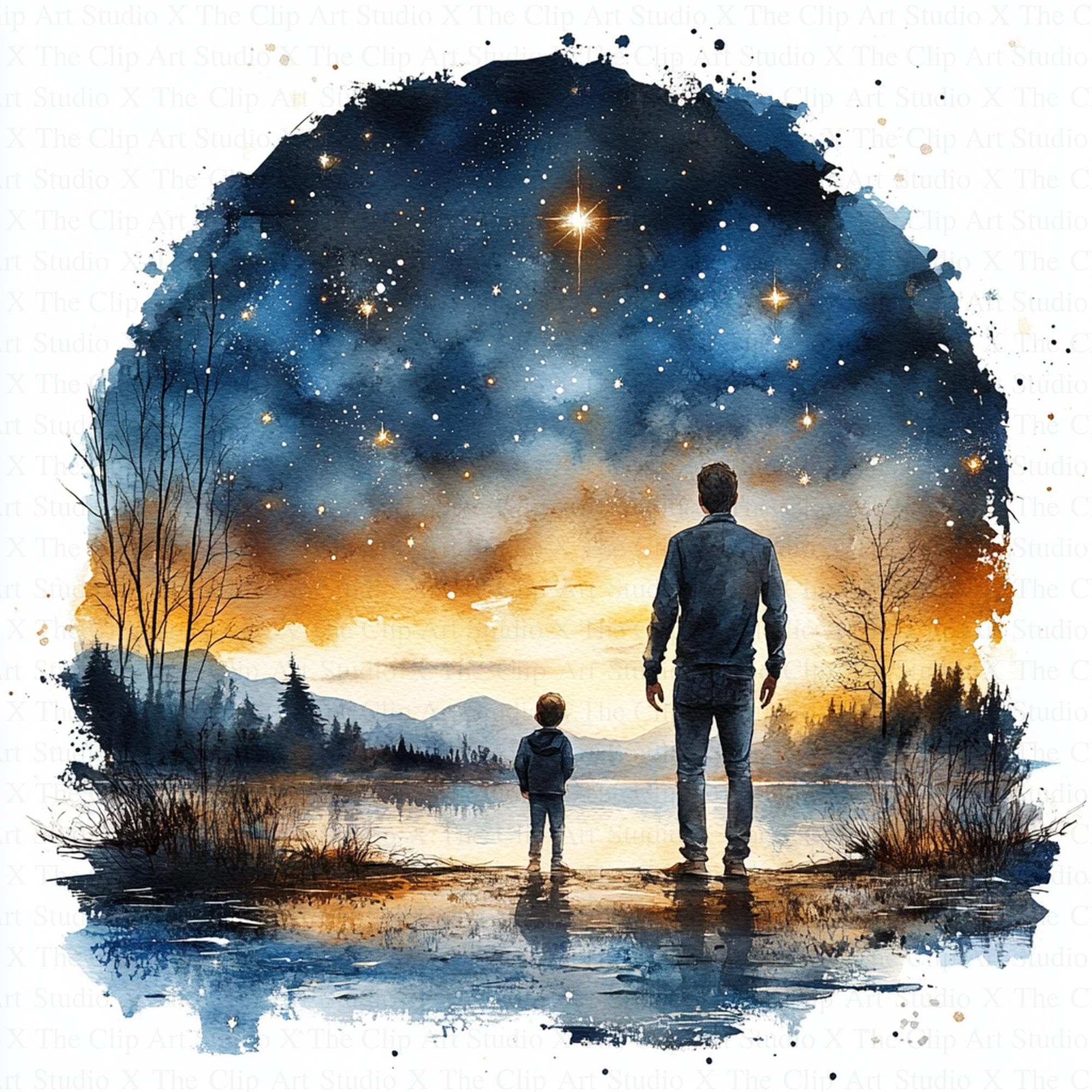Dad and Son Clipart | 10 High Quality JPG | Digital Download | Starry ...