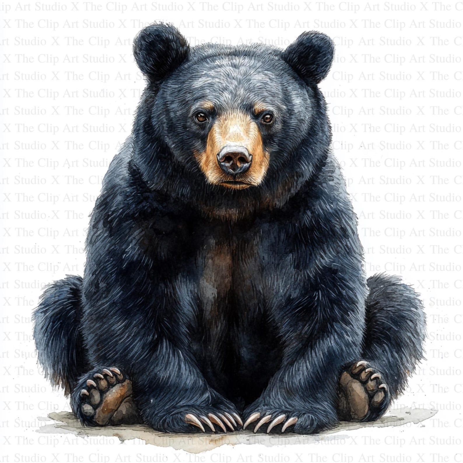 Watercolor Black Bear Clipart 10 High Quality Jpgs Digital Download ...