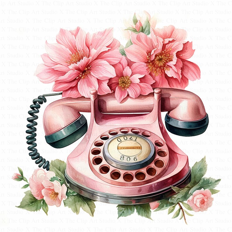 Vintage Floral Phone Clipart 10 High Quality Jpgs Digital Download ...