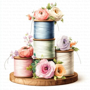 Vintage Spools of Thread Clipart | 10 High Quality Jpgs | Digital ...