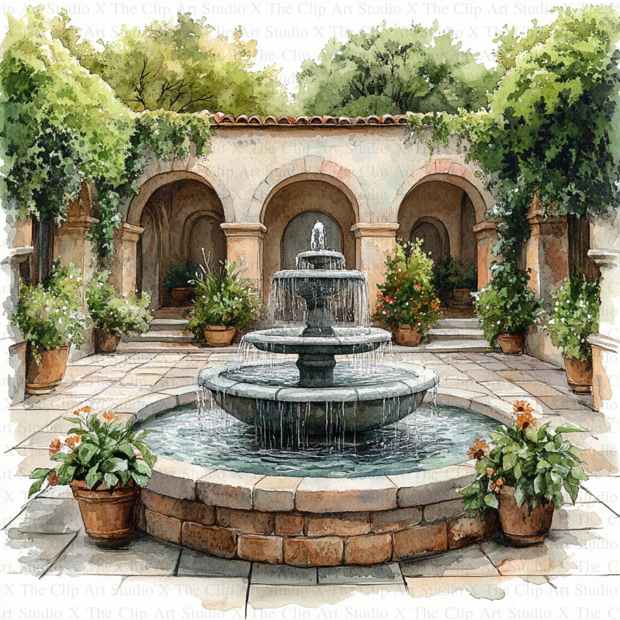 Cloister Fountains Clipart | 10 High Quality Jpgs | Digital Download ...