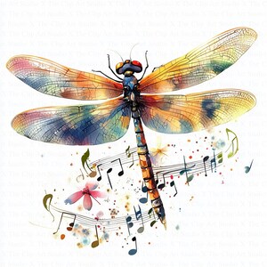 Dragonfly Music Notes Clipart | 10 High Quality JPG | Digital Download ...