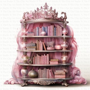 Princess Bookshelf Clipart 10 High Quality Jpgs Digital Download Paper ...