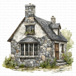 Stone Cottage Clipart | 10 High Quality Jpgs | Digital Download | Card ...