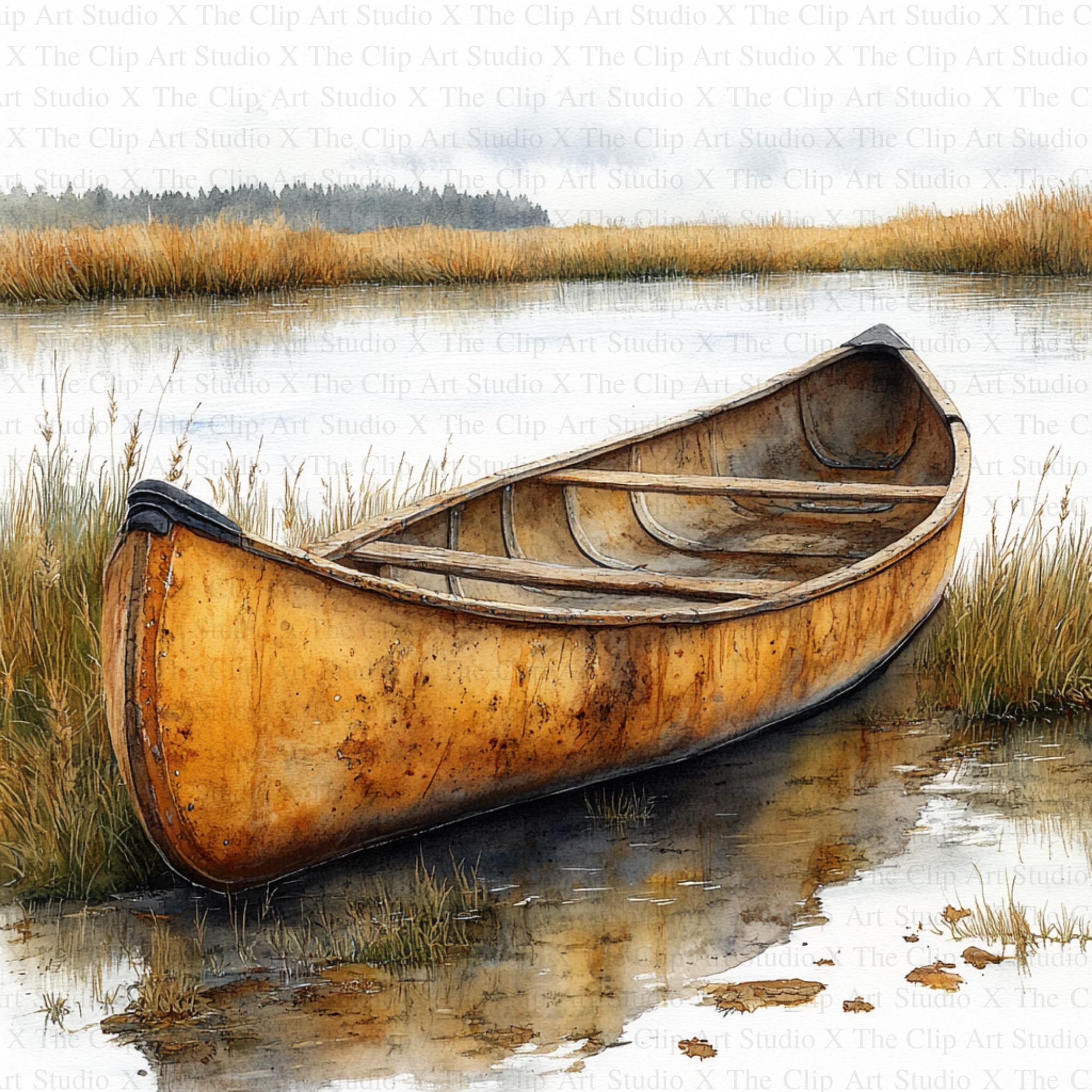 Vintage Canoe Clipart | 10 High Quality Jpgs | Digital Download | Card ...