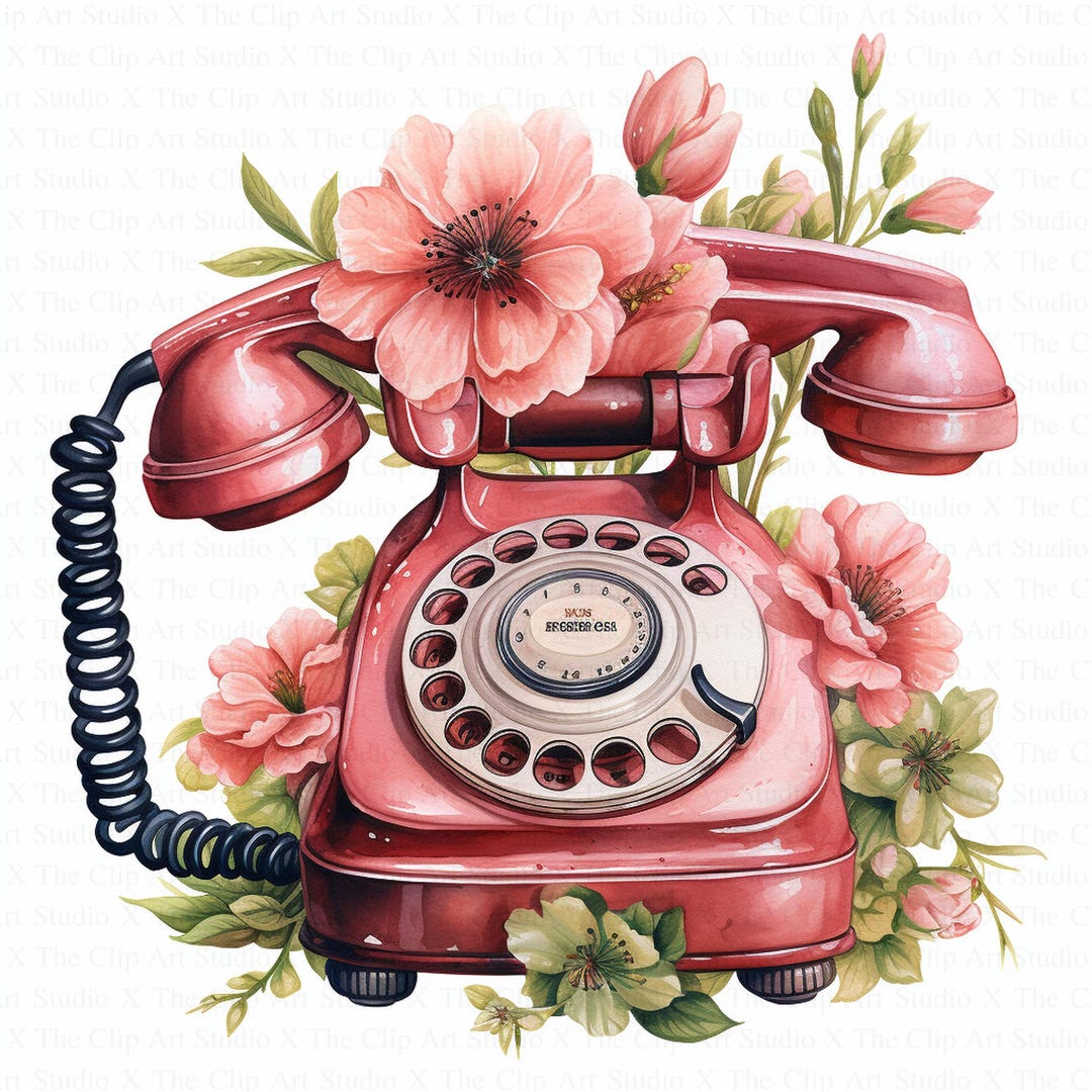 Vintage Floral Phone Clipart | 10 High Quality Jpgs | Digital Download ...