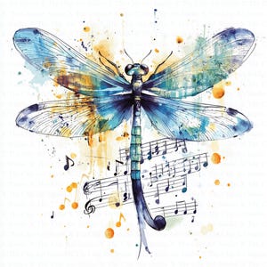 Dragonfly Music Notes Clipart | 10 High Quality JPG | Digital Download ...