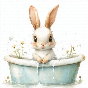Bunny in Bathtub Clipart | 10 High Quality Jpgs | Digital Download ...