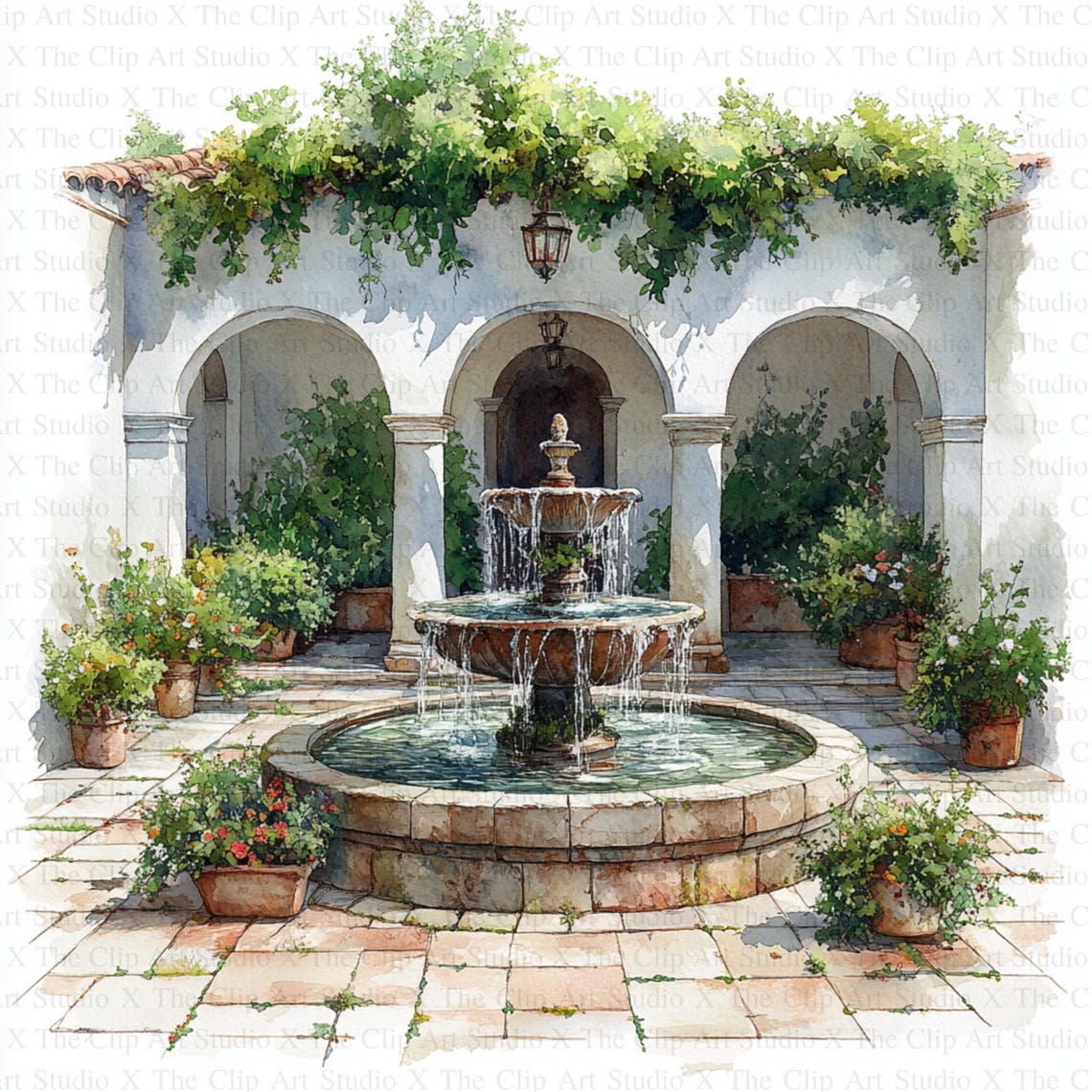 Cloister Fountains Clipart | 10 High Quality Jpgs | Digital Download ...
