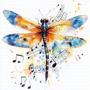 Dragonfly Music Notes Clipart | 10 High Quality JPG | Digital Download ...