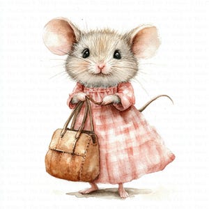 Cute Mouse in Pink Dress Clipart | 10 High Quality JPG | Digital ...