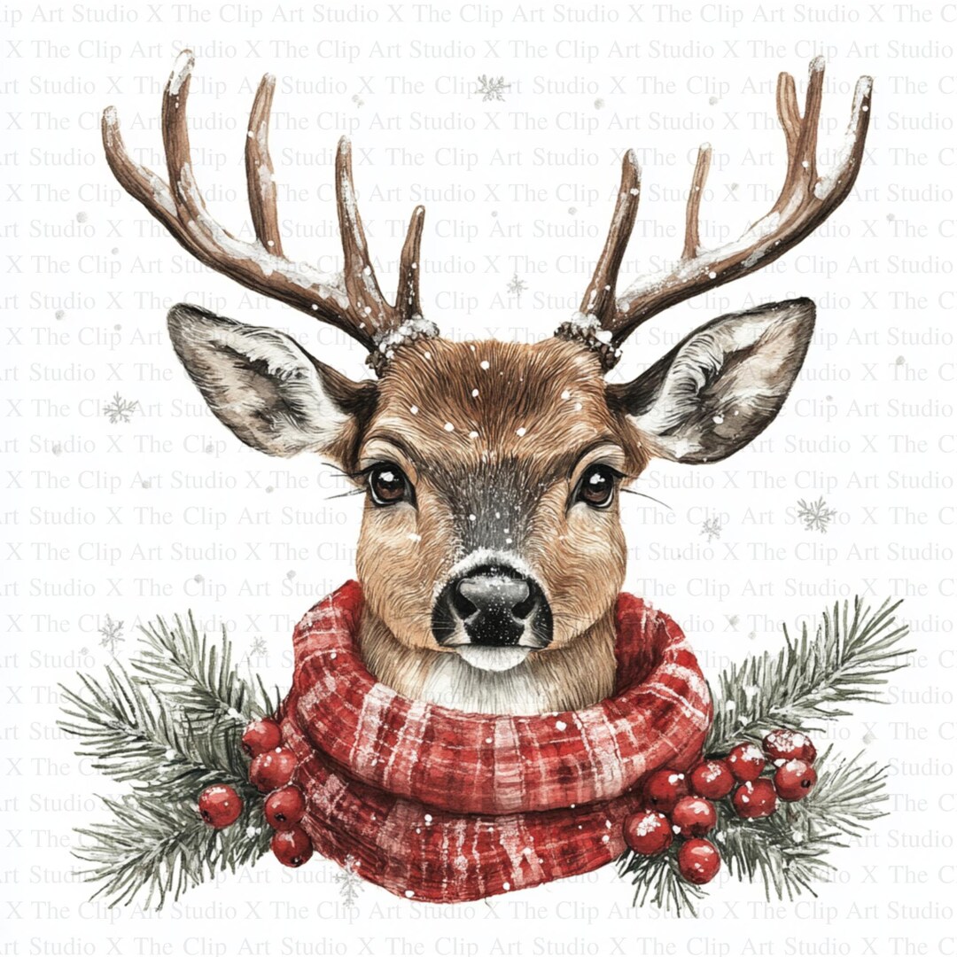 Christmas Deer Clipart | 10 High Quality Jpgs | Digital Download ...