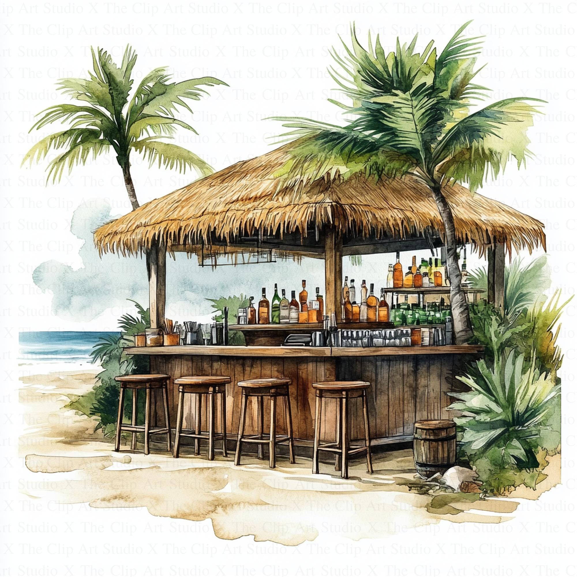 Tropical Bar Clipart | 10 High Quality Jpgs | Digital Download | Beach ...