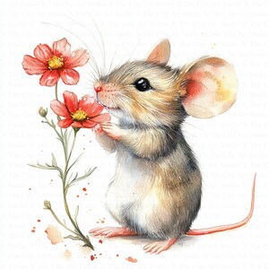 Mouse With Flower Clipart | 10 High Quality Jpgs | Digital Download ...