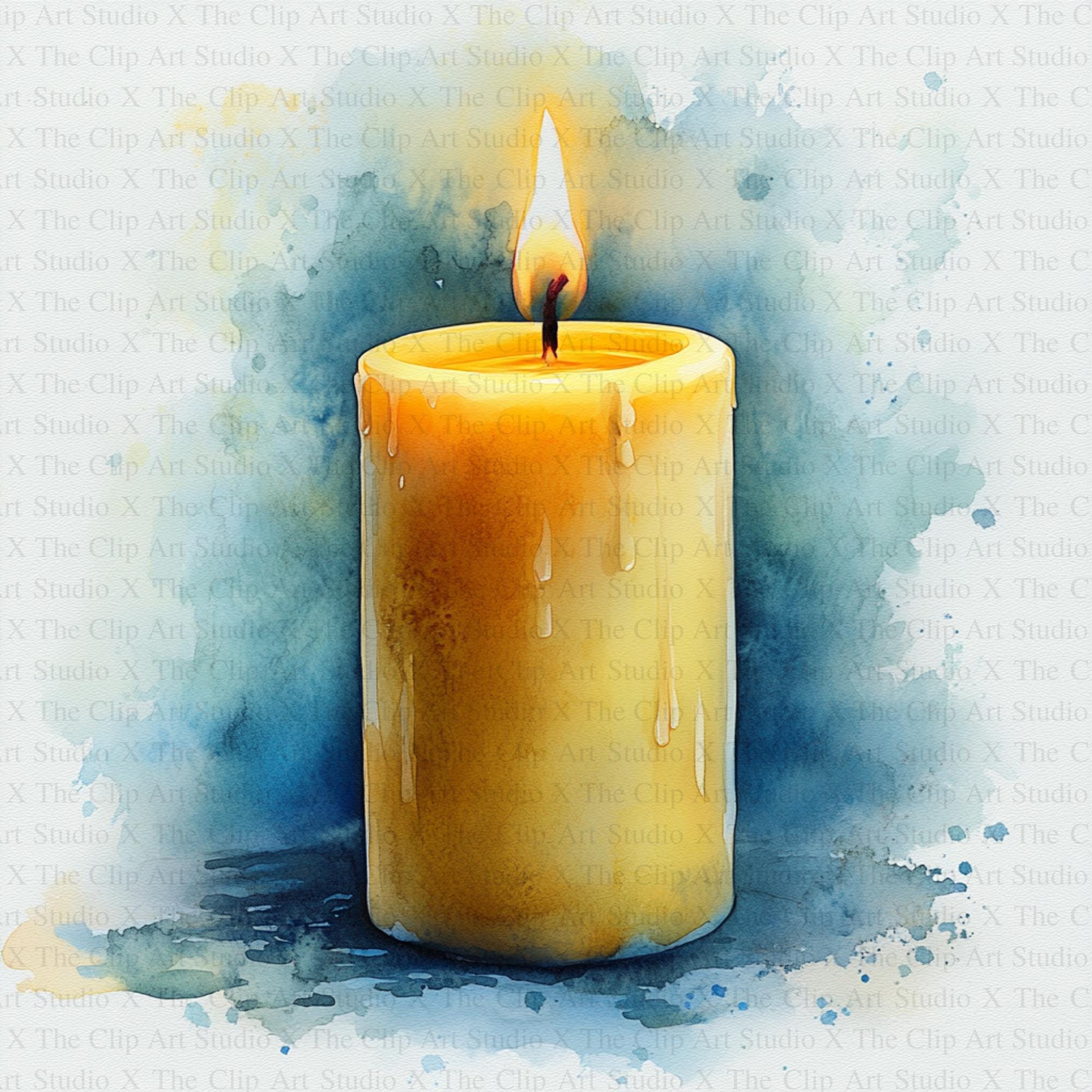 Watercolor Candles Clipart 10 High Quality Jpgs Instant Digital ...