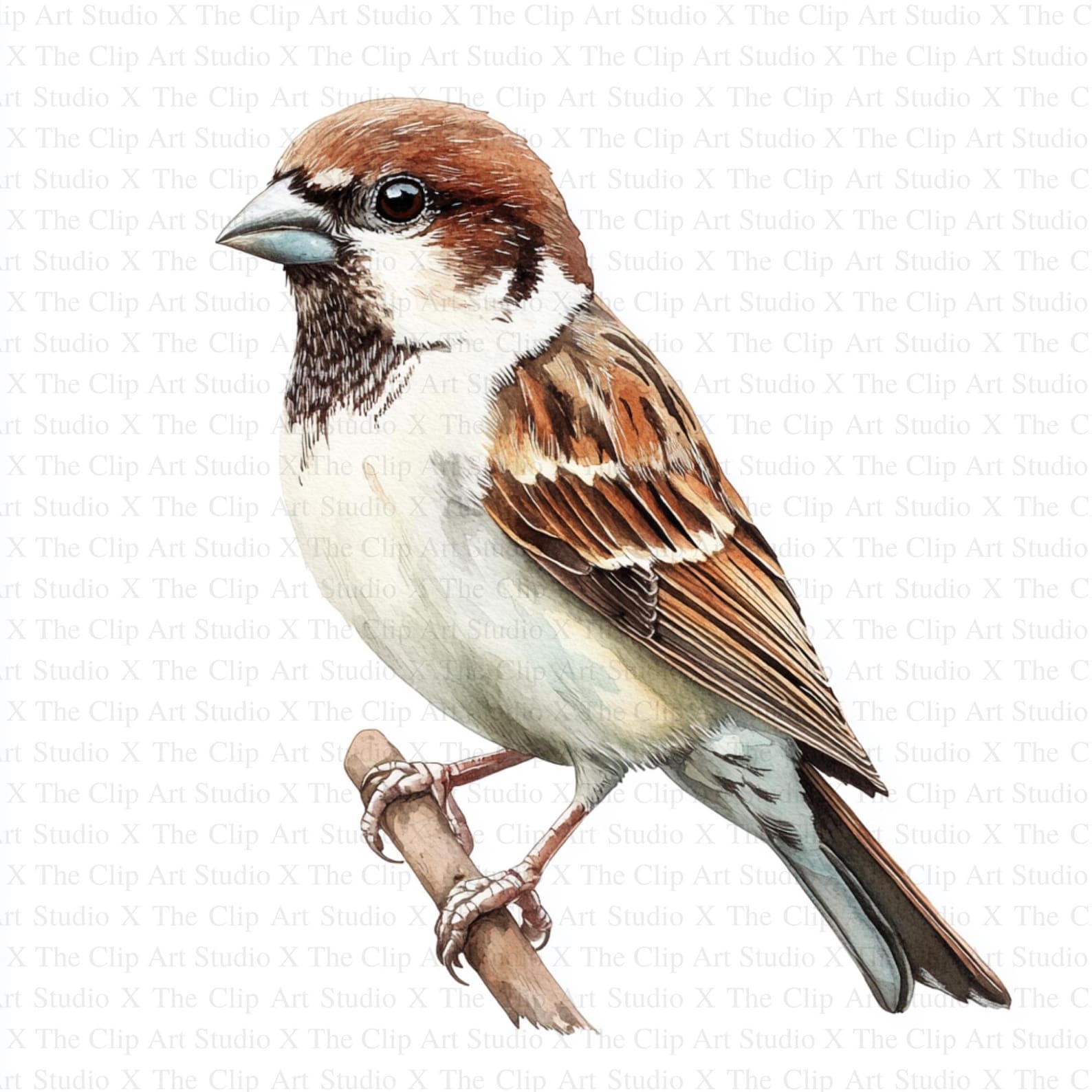 Sparrow Clipart 10 High Quality Jpgs Digital Download Nursery Art Card ...