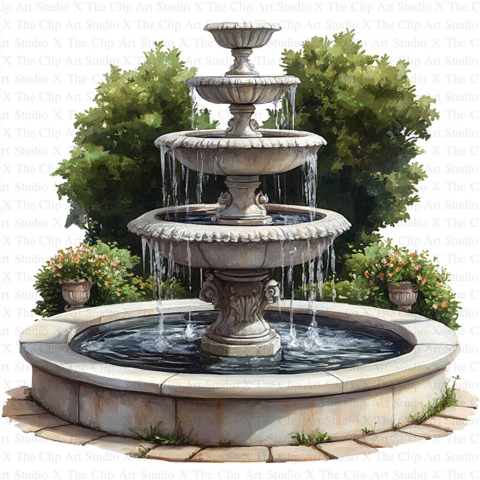 Cloister Fountains Clipart | 10 High Quality Jpgs | Digital Download ...