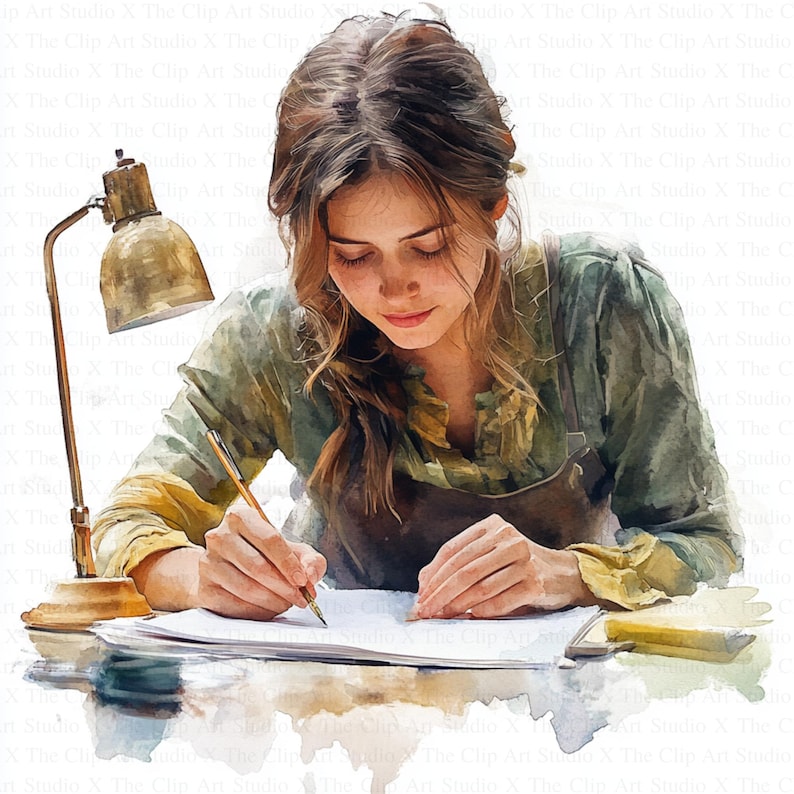 Woman Writing Clipart | 10 High Quality Jpgs | Digital Download | Paper ...
