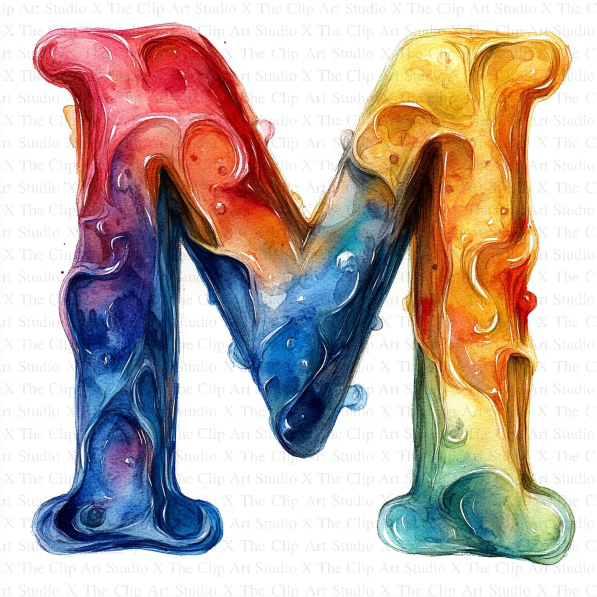 Letter M Clipart 10 High Quality Jpgs Digital Download Nursery Art Card ...