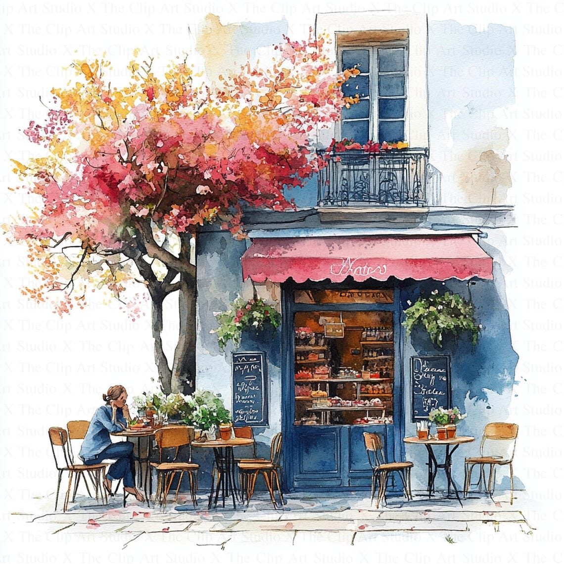Cafe in Spring Clipart | 10 High Quality Jpgs | Digital Download ...