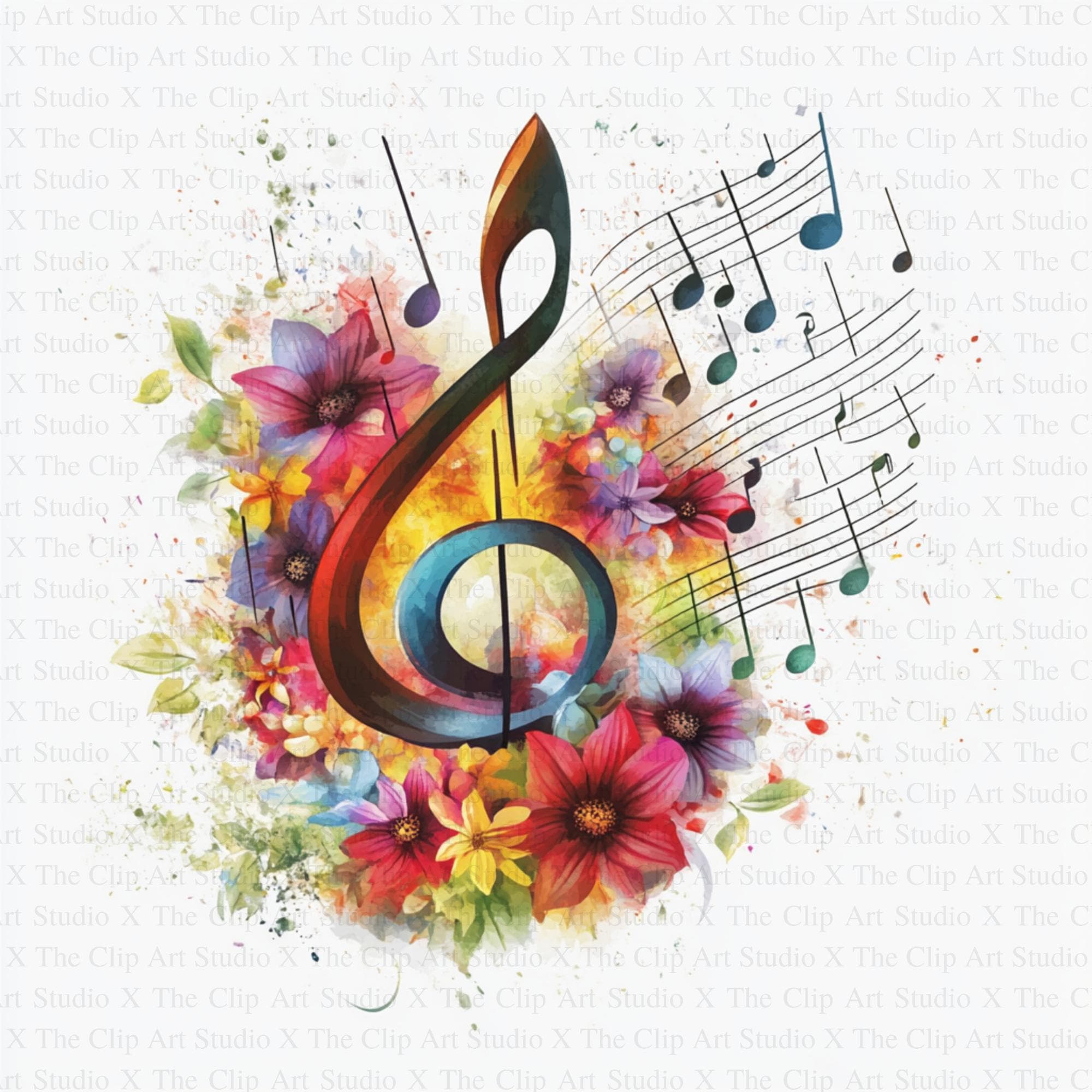 Watercolor Music Notes Clipart 10 High Quality Jpgs Digital Download ...