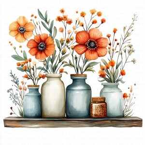 Floral Kitchen Clipart | 10 High Quality Jpgs | Digital Download | Pots ...