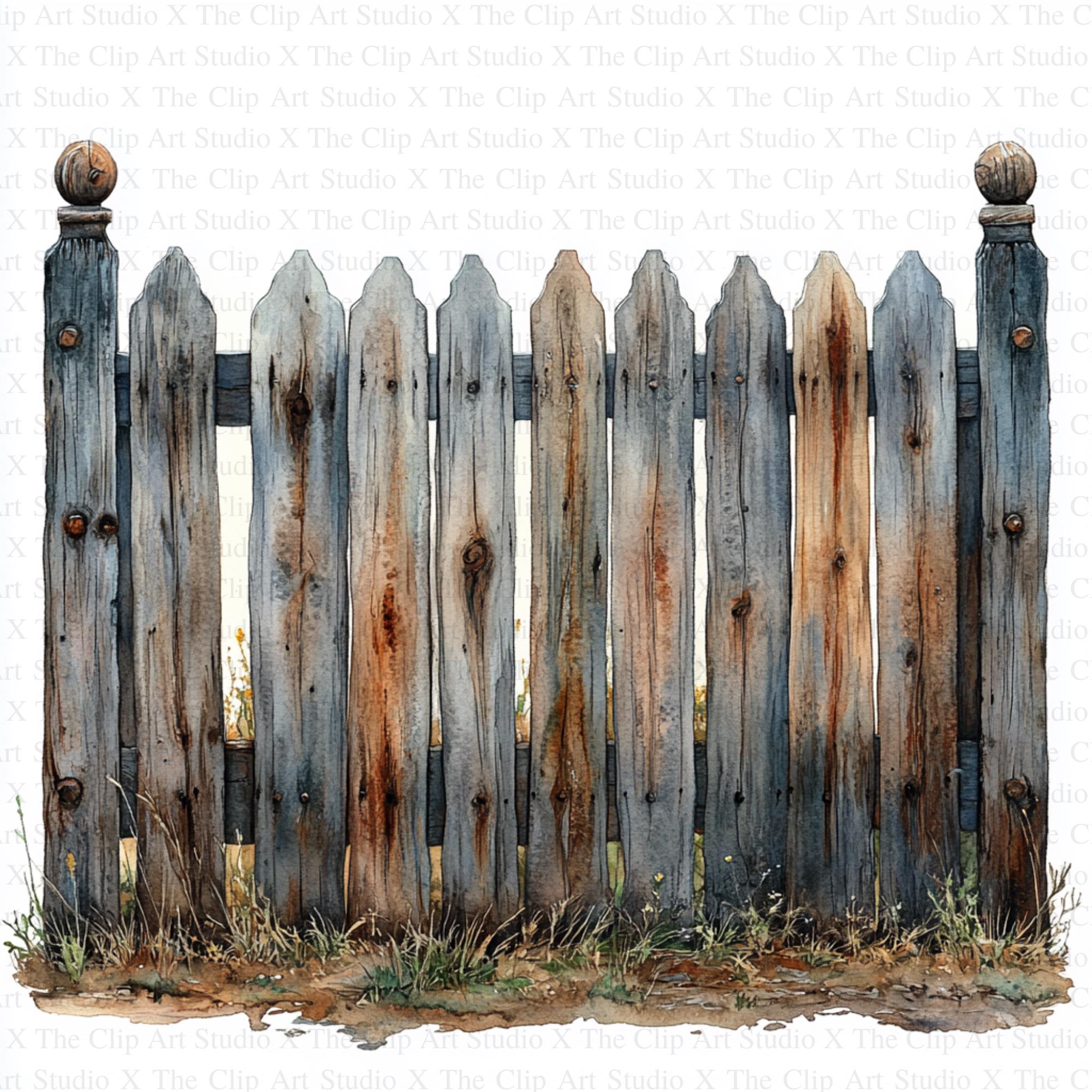 Wooden Fences Clipart | 10 High Quality Jpgs | Instant Digital Download ...