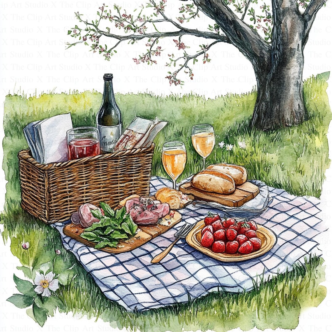 Spring Picnic Clipart | 10 High Quality Jpgs | Digital Download ...
