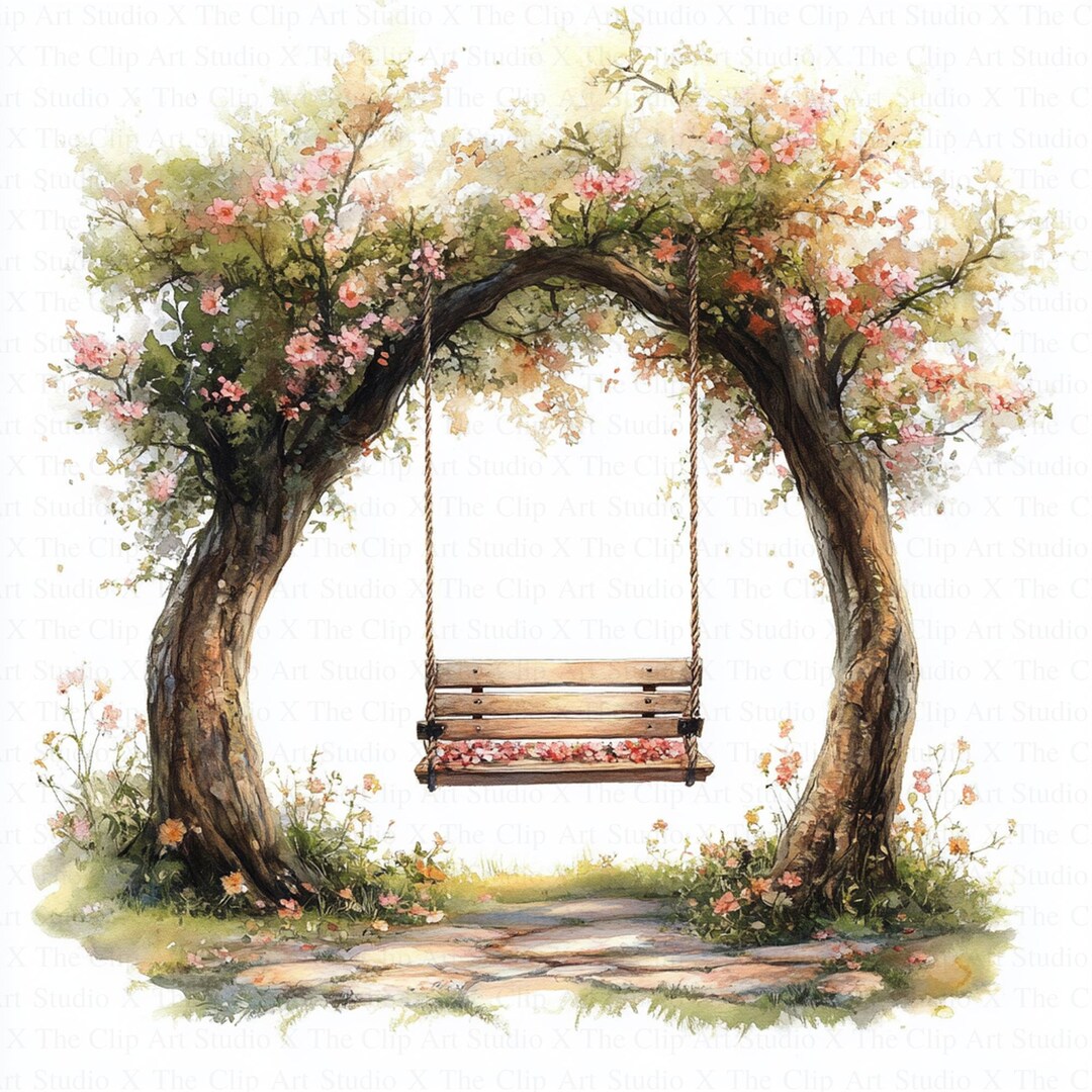 Swing in Tree Clipart | 10 High Quality Jpgs | Digital Download ...