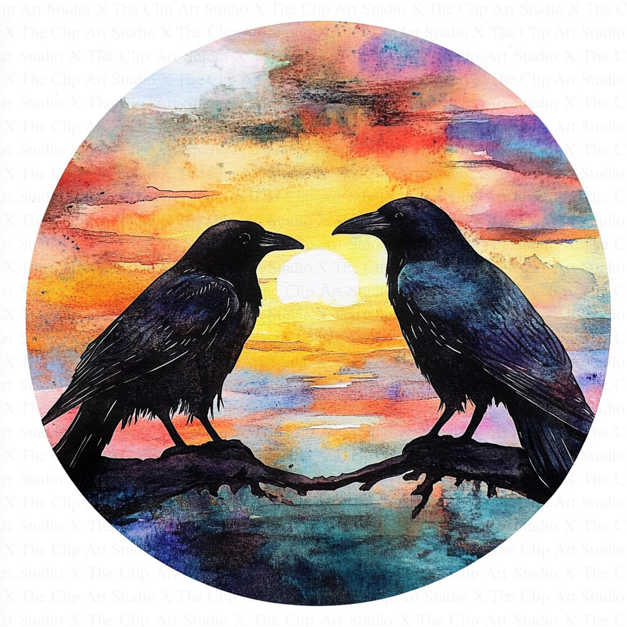 Two Crows Clipart 10 High Quality Jpgs Digital Download Crow Logo ...