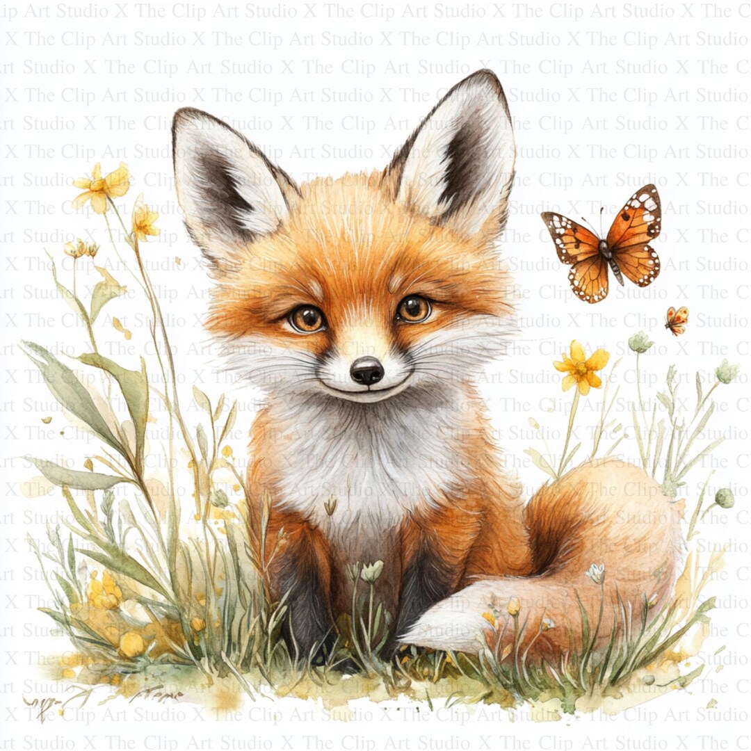 Fox and Butterfly Clipart | 10 High Quality Jpgs | Digital Download ...