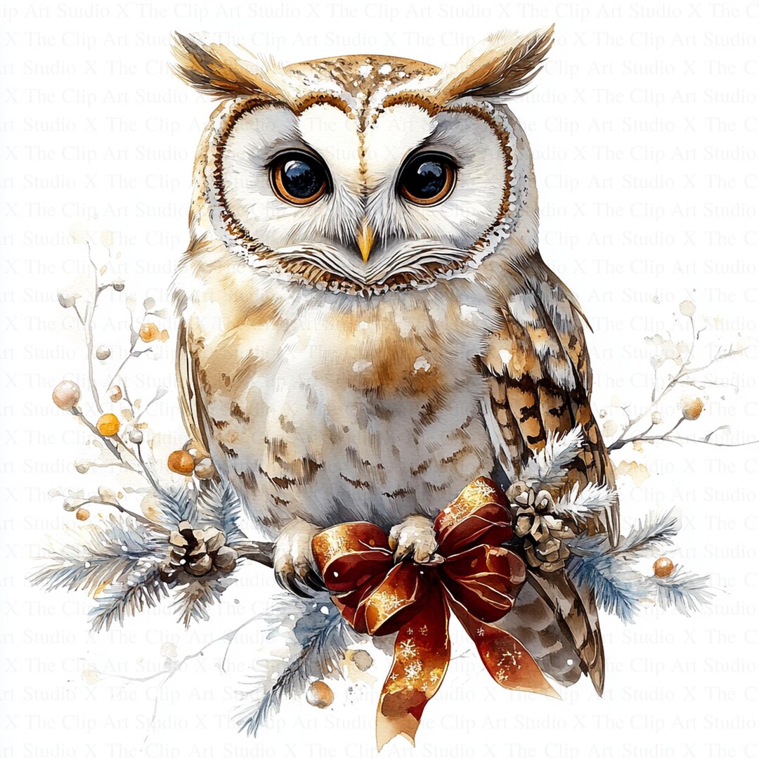 Christmas Owl Clipart | 10 High Quality Jpgs | Digital Download ...