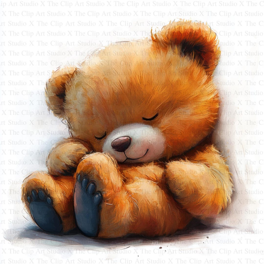 Sleeping Teddy Bears Clipart | 10 High Quality Jpgs | Digital Download ...