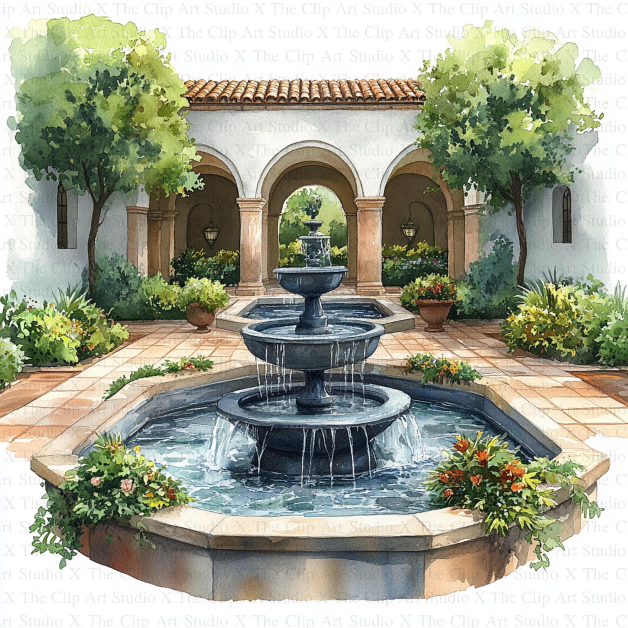 Cloister Fountains Clipart | 10 High Quality Jpgs | Digital Download ...
